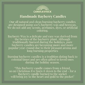 Candlestock Real Bayberry Tea Light Candle Pack - Pure Bayberry and Pure Beeswax Blend - Pack of 6 Natural Bayberry Tea Light Candles - Unscented Pure Bayberry