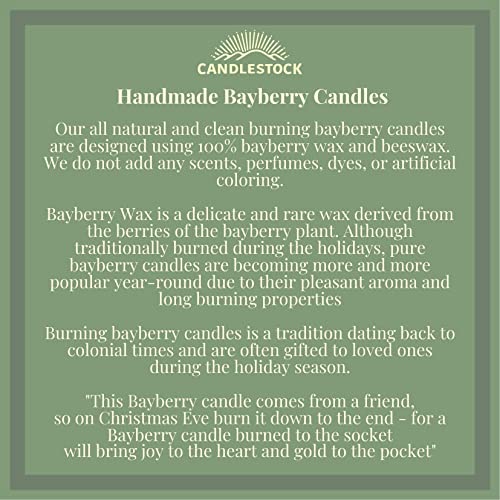 Candlestock Real Bayberry Tea Light Candle Pack - Pure Bayberry and Pure Beeswax Blend - Pack of 6 Natural Bayberry Tea Light Candles - Unscented Pure Bayberry