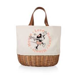 PICNIC TIME - Disney Minnie Mouse Promenade Picnic Basket for 2 - Picnic Set with Canvas Tote Bag, (Beige Canvas)