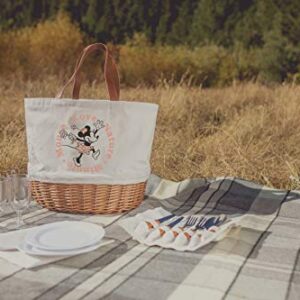 PICNIC TIME - Disney Minnie Mouse Promenade Picnic Basket for 2 - Picnic Set with Canvas Tote Bag, (Beige Canvas)