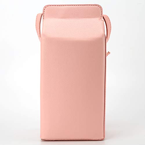 QiMing Strawberry Milk Box CrossBody Purse Bag,PU Phone Shoulder Wallet for Women Girl