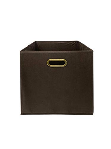 ABLEHOME Large 6 Pack Fabric Storage Bins Box Organizer Cube Basket Container 13"x13"x13" Brown w/Metal Handle