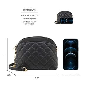 EVVE Quilted Crossbody Bags for Women - Trendy Purse for Travel - Lightweight Medium Size Bag with Chain Strap | Black