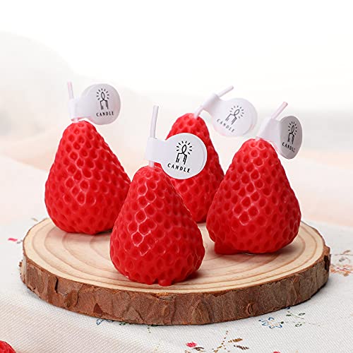 8 Pieces Strawberry Candle Strawberry Shaped Scented Candle Mini Soy Wax Candle Small Scented Cute Candle Wax Decorative Candle for Bedroom Bathroom Decoration Parties, 2 Packs (Red)