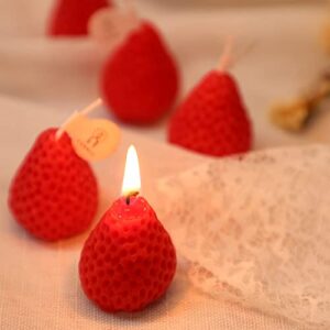 8 Pieces Strawberry Candle Strawberry Shaped Scented Candle Mini Soy Wax Candle Small Scented Cute Candle Wax Decorative Candle for Bedroom Bathroom Decoration Parties, 2 Packs (Red)