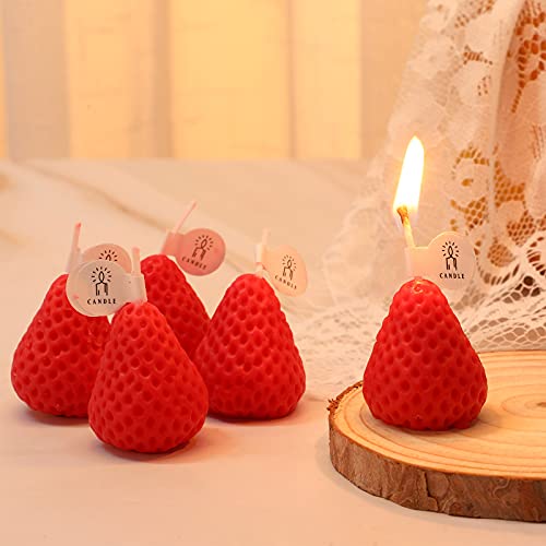 8 Pieces Strawberry Candle Strawberry Shaped Scented Candle Mini Soy Wax Candle Small Scented Cute Candle Wax Decorative Candle for Bedroom Bathroom Decoration Parties, 2 Packs (Red)