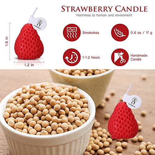 8 Pieces Strawberry Candle Strawberry Shaped Scented Candle Mini Soy Wax Candle Small Scented Cute Candle Wax Decorative Candle for Bedroom Bathroom Decoration Parties, 2 Packs (Red)