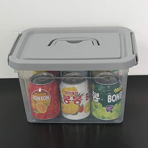 Gloreen 6 Quart Clear Storage Bins with Grey Lid and Handle, Stackable Plastic Storage Latch Box/Containers, 6 Packs