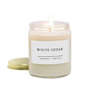 Wax & Wane White Cedar Modern Scented Candle - 8 Oz Soy Candles Gifts For Women For Home Décor, 40+ Hours Long Lasting Scented Candles Handmade In The USA From 100% Natural Soy Wax