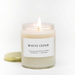 Wax & Wane White Cedar Modern Scented Candle - 8 Oz Soy Candles Gifts For Women For Home Décor, 40+ Hours Long Lasting Scented Candles Handmade In The USA From 100% Natural Soy Wax