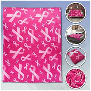 Infinity Republic Pink Ribbon (Pink) Breast Cancer Awareness Super Plush Blanket - 50x60 Soft Throw Blanket - Perfect for Cuddle Season!