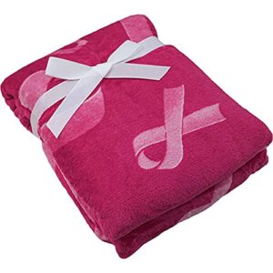 Infinity Republic Pink Ribbon (Pink) Breast Cancer Awareness Super Plush Blanket - 50x60 Soft Throw Blanket - Perfect for Cuddle Season!