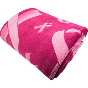 Infinity Republic Pink Ribbon (Pink) Breast Cancer Awareness Super Plush Blanket - 50x60 Soft Throw Blanket - Perfect for Cuddle Season!