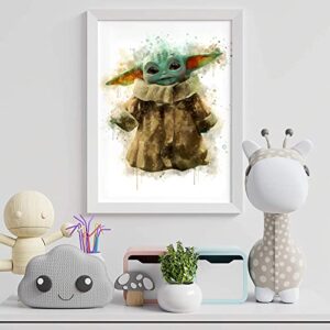 Star Wars The Child Baby Yoda Art Prints, Set of 6 (8 inches x 10 inches), Nursery Wall Art Stuff Decor, The Mandalorian Baby Grogu Photos, Kids Playroom, Wall Poster for Office (UNFRAMED)