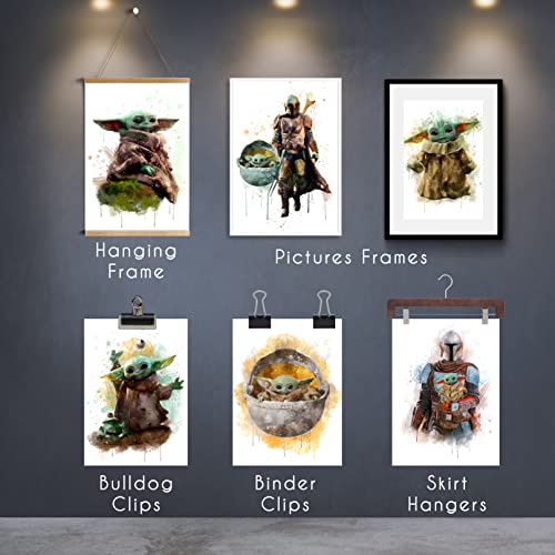 Star Wars The Child Baby Yoda Art Prints, Set of 6 (8 inches x 10 inches), Nursery Wall Art Stuff Decor, The Mandalorian Baby Grogu Photos, Kids Playroom, Wall Poster for Office (UNFRAMED)