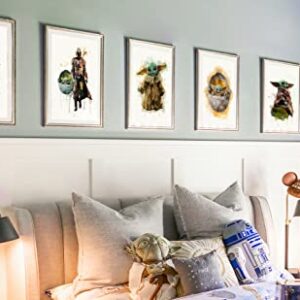 Star Wars The Child Baby Yoda Art Prints, Set of 6 (8 inches x 10 inches), Nursery Wall Art Stuff Decor, The Mandalorian Baby Grogu Photos, Kids Playroom, Wall Poster for Office (UNFRAMED)