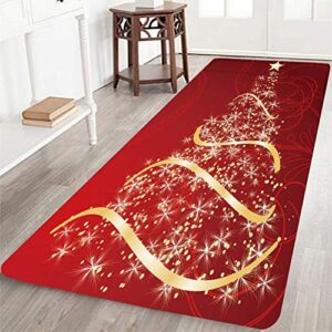 ochine christmas area rug room rugs santa snowmen reindeer floor mat christmas decoration indoor red soft flannel carpet runner area rug xmas decor for home living room bedroom dorm 71×24 inch