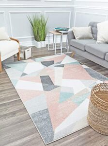 rugs america mika collection mo60a milkshake contemporary geometric area rug 5’0″x7’6″