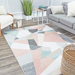 Rugs America Mika Collection MO60A Milkshake Contemporary Geometric Area Rug 5'0"x7'6"