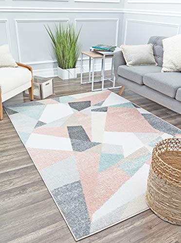 Rugs America Mika Collection MO60A Milkshake Contemporary Geometric Area Rug 5'0"x7'6"