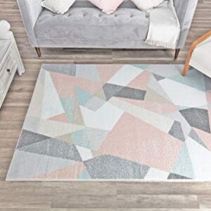 Rugs America Mika Collection MO60A Milkshake Contemporary Geometric Area Rug 5'0"x7'6"