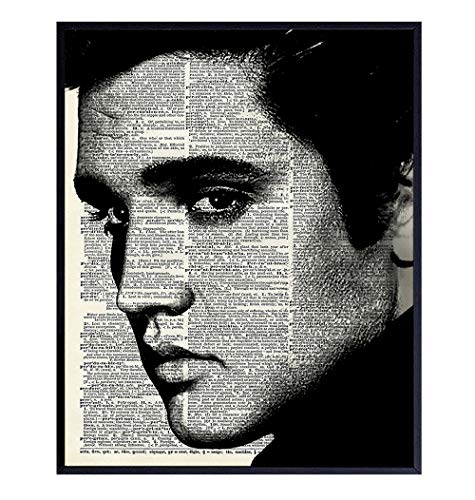 Elvis Dictionary Art - 8x10 Photo - Chic Unique Gift for Fans of The King, Graceland - Unframed Poster Picture Print