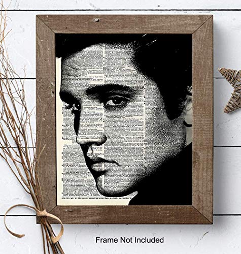 Elvis Dictionary Art - 8x10 Photo - Chic Unique Gift for Fans of The King, Graceland - Unframed Poster Picture Print