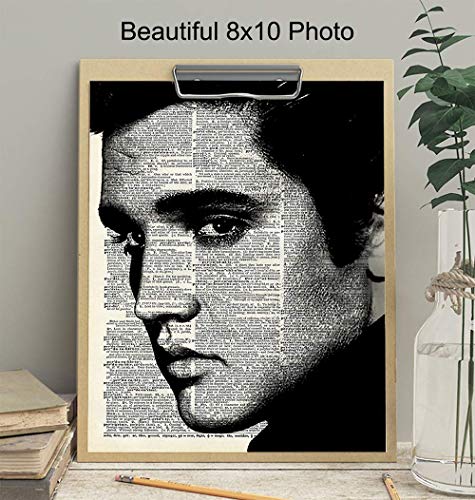 Elvis Dictionary Art - 8x10 Photo - Chic Unique Gift for Fans of The King, Graceland - Unframed Poster Picture Print