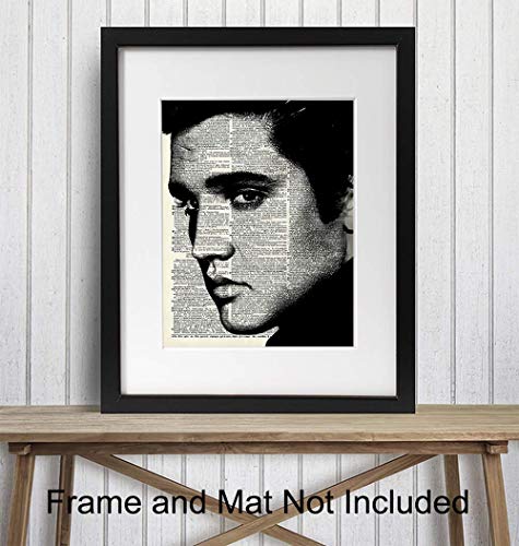 Elvis Dictionary Art - 8x10 Photo - Chic Unique Gift for Fans of The King, Graceland - Unframed Poster Picture Print