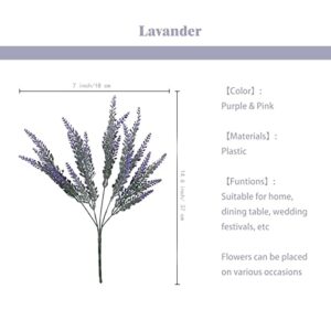 Zobawlks 8 Bundles Artificial Lavender Flowers Artificial Flowers and Plants UV Resistant Plastic Outdoor Indoor Purple Fake for Home Decor Spring Garden Farmhouse Porch Pot Window Box Wedding Home