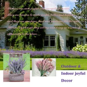 Zobawlks 8 Bundles Artificial Lavender Flowers Artificial Flowers and Plants UV Resistant Plastic Outdoor Indoor Purple Fake for Home Decor Spring Garden Farmhouse Porch Pot Window Box Wedding Home