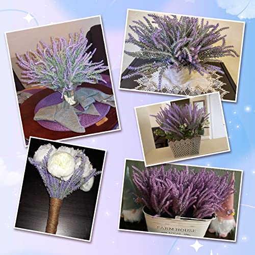 Zobawlks 8 Bundles Artificial Lavender Flowers Artificial Flowers and Plants UV Resistant Plastic Outdoor Indoor Purple Fake for Home Decor Spring Garden Farmhouse Porch Pot Window Box Wedding Home