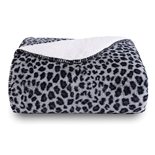 SOCHOW Premium Thick Sherpa Fleece Throw Blanket, Soft and Warm Winter Blanket, 60 × 80 Inches, Grey Leopard