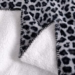 SOCHOW Premium Thick Sherpa Fleece Throw Blanket, Soft and Warm Winter Blanket, 60 × 80 Inches, Grey Leopard