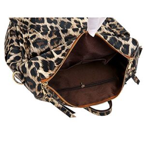 Fashion Leopard Women Backpack Girls Ladies PU Leather Purses Travel Shoulder Bag Student Schoolbag (Leopard brown)