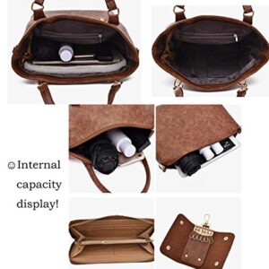 GJGJTER Synthetic PU Leather Tote for Women Satchel Crossbody Hobo 6pcs Handbags Shoulder Wallet Card Nail Clipper Bag-Gray