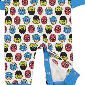 Amazon Essentials Disney | Marvel | Star Wars Baby Boys' Cotton Coveralls, Pack of 3, Marvel Friends, 12 Months