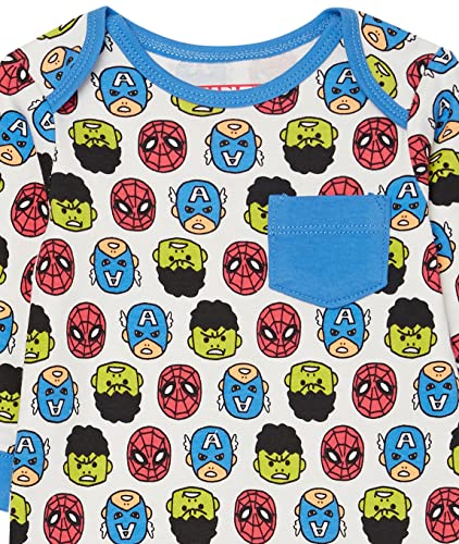 Amazon Essentials Disney | Marvel | Star Wars Baby Boys' Cotton Coveralls, Pack of 3, Marvel Friends, 12 Months