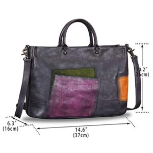 Genuine Leather Handbag for Women Vintage Handmade Top Handle Bag Crossbody Satchel Purse (Darkgray)