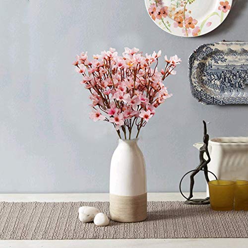 Uieke 4Pcs Artificial Cherry Blossom Flower, Silk Peach Flowers Fake Plants Arrangement for DIY Garden Home Wedding Party Decor Pink