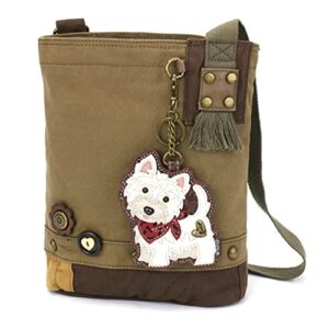 chala women handbag patch crossbody – westie – olive