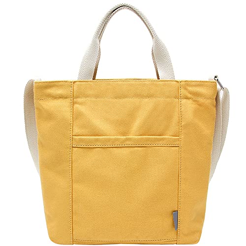 TOPTIE Canvas Tote Shoulder Bag Handle Purse Satchel Hobo Bag, Yellow Crossbody Bag for School Work Shopping