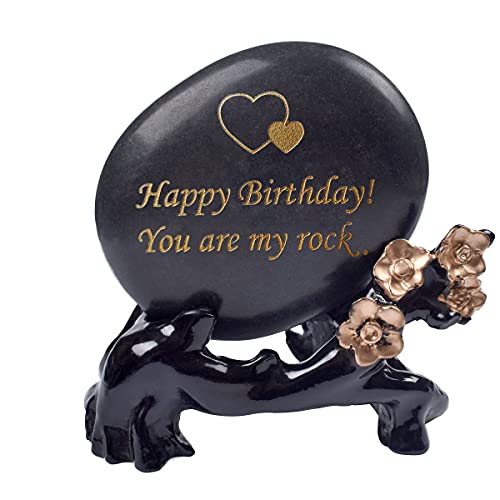 NUIBY Birthday Gift Engraved Rocks Happy Birthday！You are My Rock. Birthday Present for Wife, Husband, Boyfriend or Girlfriend Happy Birthday Stone