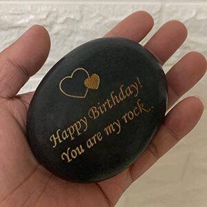 NUIBY Birthday Gift Engraved Rocks Happy Birthday！You are My Rock. Birthday Present for Wife, Husband, Boyfriend or Girlfriend Happy Birthday Stone