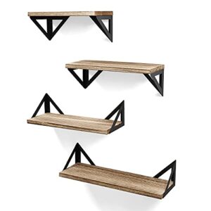 olarhike floating shelves wall mounted set of 4, rustic wood shelves for wall storage, floating wall shelf for bedroom, bathroom, living room, kitchen decor