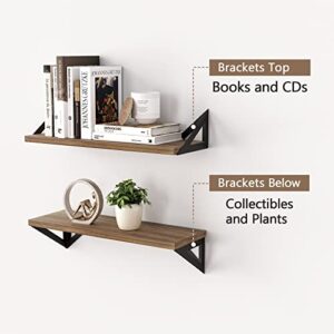 OlarHike Floating Shelves Wall Mounted Set of 4, Rustic Wood Shelves for Wall Storage, Floating Wall Shelf for Bedroom, Bathroom, Living Room, Kitchen Decor