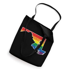 Gay Pride Flag - Maryland State Map - Rainbow Stripes Tote Bag