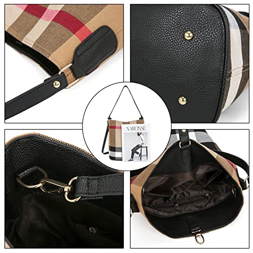 JOTHIN Tote Bag for Women Designer Handbags for Women Plaid Womens Purses and Handbags Bucket bag Canvas Tote Bag for Women(Black)