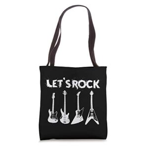 let’s rock retro vintage style rock n roll tote bag