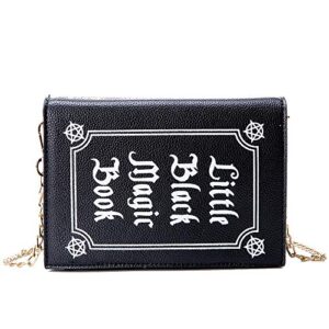 unknown magic book crossbody bag, girl leather chain shoulder bag shoulder bag, black, one size